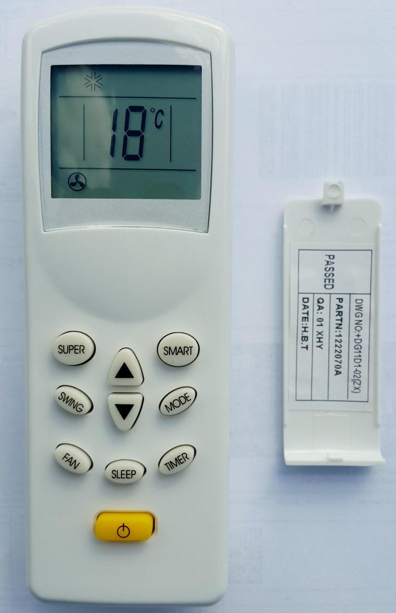 BLUEWAY Air Conditioner Remote Control DG11D1/02 - AS-12HR4FD AS-18HR4 ...